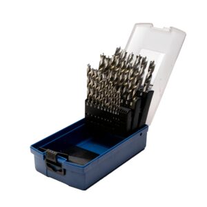 century drill & tool 37280 25 piece fractional high speed steel brad point wood drill bit index set, set includes 1/8” to ½" by 1/64ths brad point woodworking bits, for furniture making