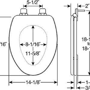 J&V TEXTILES Round Toilet Seat W/ Easy Clean & Change Hinge (Gray)