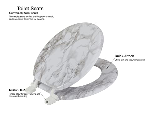 J&V TEXTILES Round Toilet Seat W/ Easy Clean & Change Hinge (Gray)