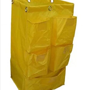 E-House Replacement Janitorial Cart Bag, Waterproof High Capacity Thickened Housekeeping Commercial Janitorial Cleaning Cart Bag, 16 x 11 x 27inches (Yellow with 5Pockets)