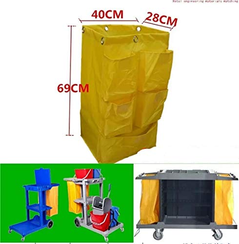 E-House Replacement Janitorial Cart Bag, Waterproof High Capacity Thickened Housekeeping Commercial Janitorial Cleaning Cart Bag, 16 x 11 x 27inches (Yellow with 5Pockets)