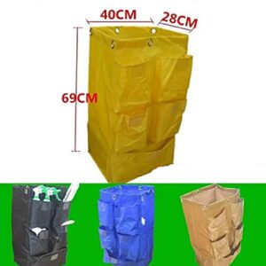 E-House Replacement Janitorial Cart Bag, Waterproof High Capacity Thickened Housekeeping Commercial Janitorial Cleaning Cart Bag, 16 x 11 x 27inches (Yellow with 5Pockets)