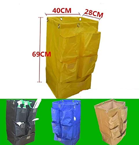 E-House Replacement Janitorial Cart Bag, Waterproof High Capacity Thickened Housekeeping Commercial Janitorial Cleaning Cart Bag, 16 x 11 x 27inches (Yellow with 5Pockets)