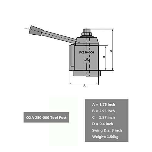 findmall OXA 250-000 Tool Post Wedge Type Quick Change Tool Post Swing Up To 8 Inch