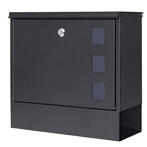 Locking Mailbox Wall Mounted Vertical– Jssmst mailboxes with Key Lock Large Capacity, 14.3 x 4.1 x 11.8 Inch, Black, SM-HPB911BN