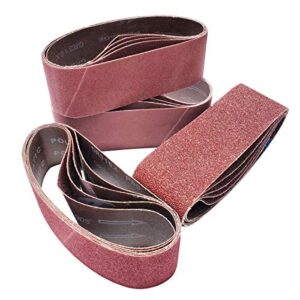 Sackorange 20 PCS 3 inch x 21 inch Abrasive Sanding Belts - 5 Each of 40 80 120 240 Grit Aluminum Oxide Sanding Belts For Belt sander (3 x 21 inch)