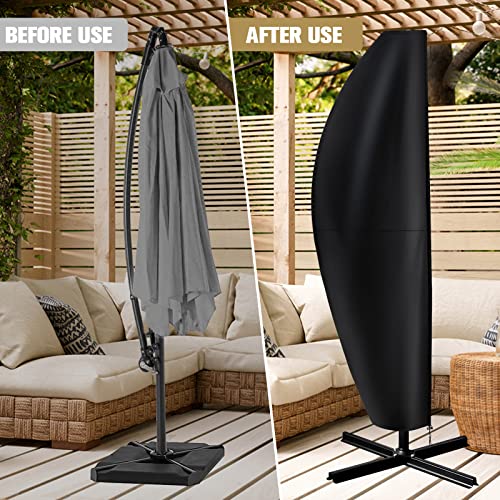 skyfiree Umbrella Covers for Outdoor Umbrellas Cantilever Umbrella Covers Patio 9 to 13 ft 420D Waterproof Durable Outdoor Umbrella Covers with Zipper Banana Umbrella Protector Black