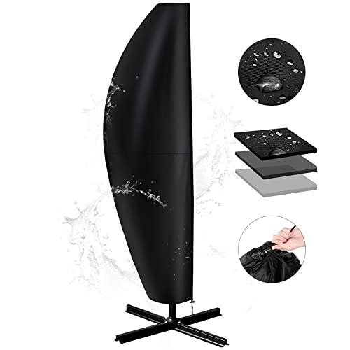 skyfiree Umbrella Covers for Outdoor Umbrellas Cantilever Umbrella Covers Patio 9 to 13 ft 420D Waterproof Durable Outdoor Umbrella Covers with Zipper Banana Umbrella Protector Black