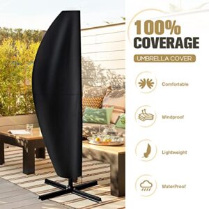 skyfiree Umbrella Covers for Outdoor Umbrellas Cantilever Umbrella Covers Patio 9 to 13 ft 420D Waterproof Durable Outdoor Umbrella Covers with Zipper Banana Umbrella Protector Black