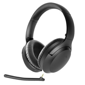 avantree aria bluetooth noise cancelling headphones with microphone, boom mic & built-in mic for calls, 35h playtime wireless headphones, over ear wireless & wired headset for phone pc computer laptop