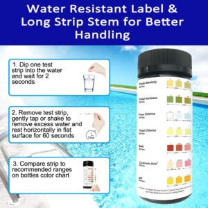 Top Line - 7 Way Pool Test Strips (120 Strips) - Hot Tub Test Strips - Spa Test Strips - Fresh & Saltwater Pool Test Strips - Test: pH, Chlorine, Cyanuric Acid, Hardness, Salt & More (Pool 7-1)