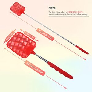 RMISODO 4 Pieces Plastic Fly Swatter Extendable Manual Swat Fly Tool with Stainless Steel Telescopic Handle, Random Color