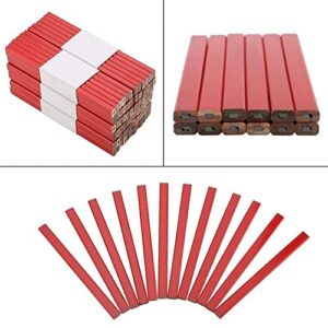 FTVOGUE 72Pcs 175mm Red Carpenter Pencil Octagonal Hard Woodworking Marking Pencils