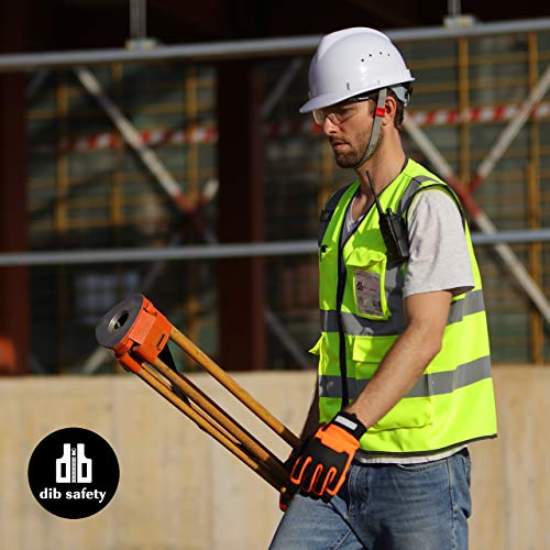 Dib Safety Vest Reflective ANSI Class 2, High Visibility Vest with Pockets and Zipper, Construction Work Vest Hi Vis Yellow L