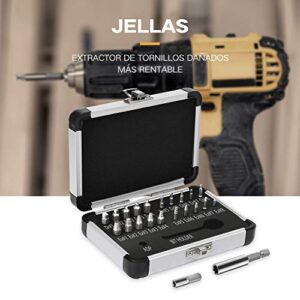 Jellas 22PCS Damaged Screw Extractor, Christmas Gift Screw Remover with 64-65 HRC Hardness, Separate Burnishing and Magnetic Extension Bit Holder for Damaged Screws or Bolts 2-12mm