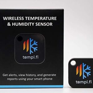 tempi.fi Mini Wireless Temperature and Humidity Sensor - Developed in The USA - 24/7 Data Logger with Alarm – Bluetooth Smart Thermometer and Hygrometer - Monitor Refrigerator Freezer Pets (T3)