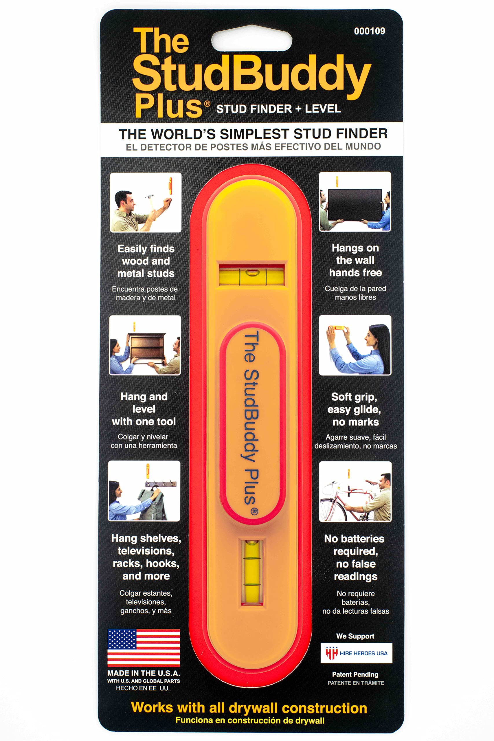 The StudBuddy Plus Magnetic Stud Finder and Level