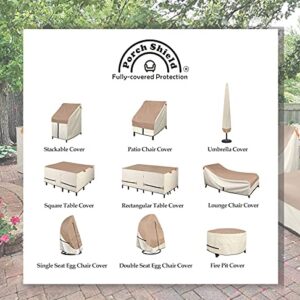 Porch Shield Patio Table Cover - Waterproof Outdoor Dining Table and Chairs Furniture Set Cover Square - 102 x 102 inch, Light Tan & Khaki