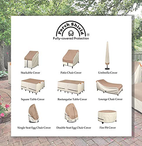 Porch Shield Patio Table Cover - Waterproof Outdoor Dining Table and Chairs Furniture Set Cover Square - 102 x 102 inch, Light Tan & Khaki