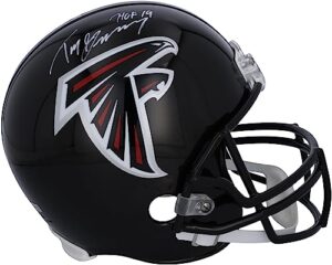 tony gonzalez atlanta falcons autographed riddell replica helmet with "hof 19" inscription - autographed nfl helmets