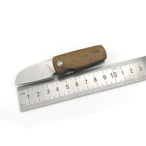 KUNSON Compact Keychain Folding Pocket Knife Mini EDC Knife, 440 High Carbon Stainless Steel Blade, Natural Shadow wood Handle, Perfect for Man and Woman Outdoors Survival Camping Daily Use