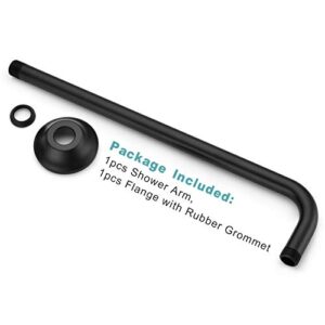 BESTILL 16 Inch L-Shaped Shower Head Extension Arm, Shower Arm and Flange Included, Matte Black