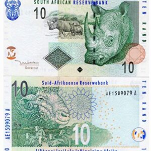 2002 ZA WONDERFUL UNIQUE SOUTH AFRICA BANKNOTE w SUPERB RHINOCEROS! GREAT PRICE! 10 RAND GEm Crisp Uncirculated