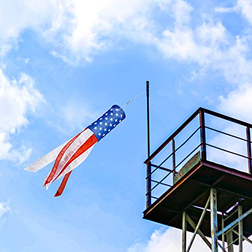 Boao 2 Pieces 24 Inch American Flag Windsock US Stars and Stripes Hanging Decoration Windsock Waterproof Material for 4th of July Patriotic Day Outdoor Hangings