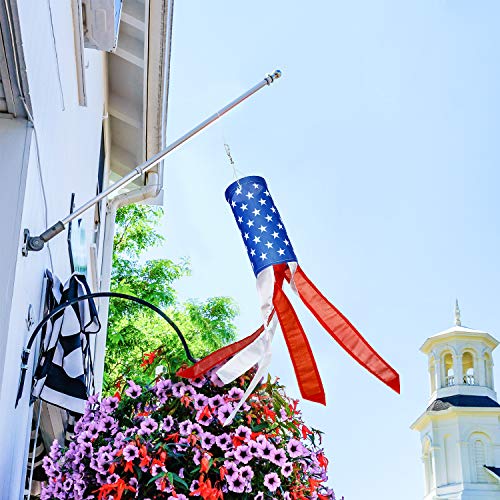 Boao 2 Pieces 24 Inch American Flag Windsock US Stars and Stripes Hanging Decoration Windsock Waterproof Material for 4th of July Patriotic Day Outdoor Hangings