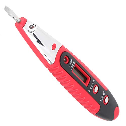 Digital Test Pencil VD700 AC/DC 12-250V Electrical Test Pencil Detector Voltage Detector Circuit Tester Multifunction LED Display with Night Eye Lamp(Red)