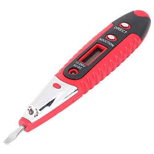 Digital Test Pencil VD700 AC/DC 12-250V Electrical Test Pencil Detector Voltage Detector Circuit Tester Multifunction LED Display with Night Eye Lamp(Red)