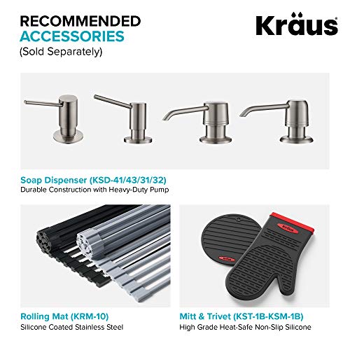 Kraus KCA-1102 Stark Dual Mount Drop Sink and Pull-Down Commercial Kitchen Faucet Combo in Stainless Steel Finish, 33"- Single Bowl