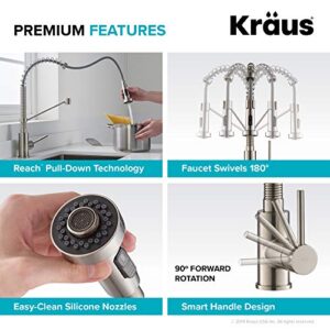 Kraus KCA-1102 Stark Dual Mount Drop Sink and Pull-Down Commercial Kitchen Faucet Combo in Stainless Steel Finish, 33"- Single Bowl