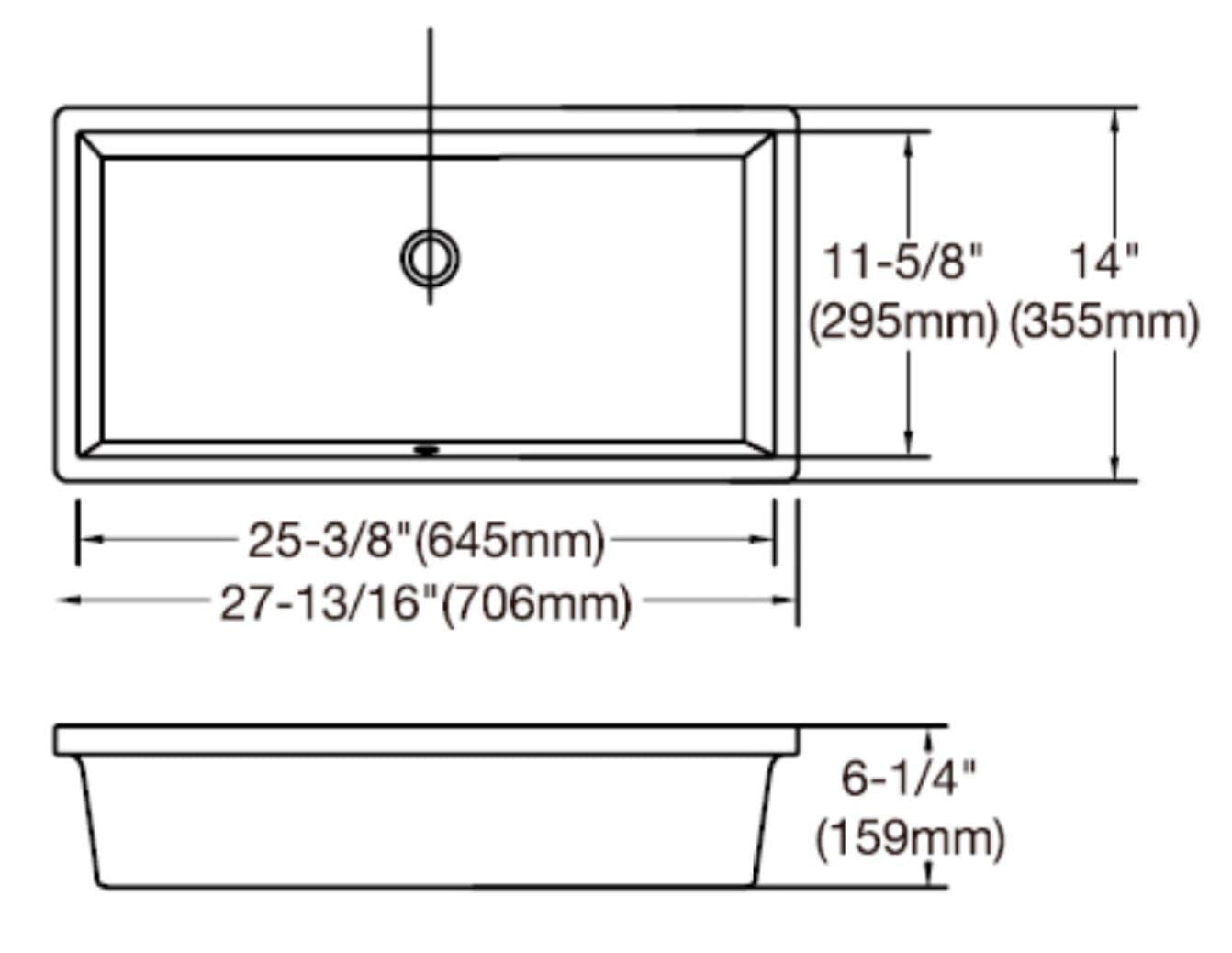 KINGSMAN Rectrangle Undermount Vitreous Ceramic Lavatory Vanity Bathroom Sink Pure White (27.9 Inch with Pop-up Drain)