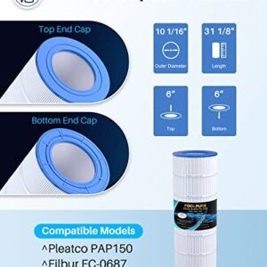 POOLPURE PLF150A Pool Filter Replaces Pentair CC150, CCRP150, PAP150, Ultral-C4, PP-C4, PP-C4-M, Unicel C-9415, R173216, 59054300, Filbur FC-0687, 160317, 160355, 160352, L x OD: 31 1/8" x10 1/16"