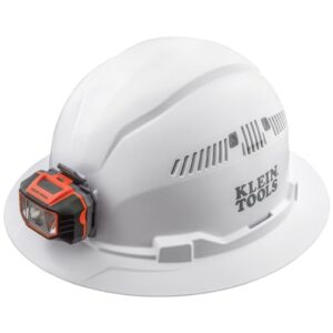 klein tools 60407 hard hat, light, vented full brim style, padded, self-wicking odor-resistant sweatband, white