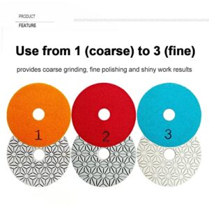 SHDIATOOL 4 - Inch Diamond polishing Pads 3-Step 1 Set for Marble Stone 3PCS 100mm