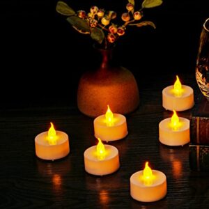 Battery tealights ,12 Pack Realistic and Bright Flickering Last 200 hours Longer Battery Operated Flameless LED Tea Lights candles for Holiday, Weddings, Birthdays,Halloween,Christmas(Warm Yellow)