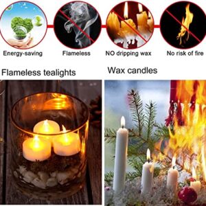 Battery tealights ,12 Pack Realistic and Bright Flickering Last 200 hours Longer Battery Operated Flameless LED Tea Lights candles for Holiday, Weddings, Birthdays,Halloween,Christmas(Warm Yellow)