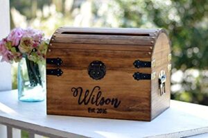 personalized wedding card box rustic card holder with slot wedding keepsake box lockable