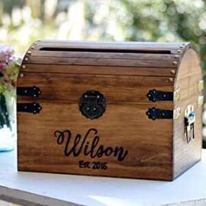 Personalized Wedding Card Box Rustic Card Holder with Slot Wedding Keepsake Box Lockable