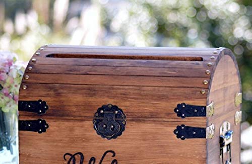 Personalized Wedding Card Box Rustic Card Holder with Slot Wedding Keepsake Box Lockable