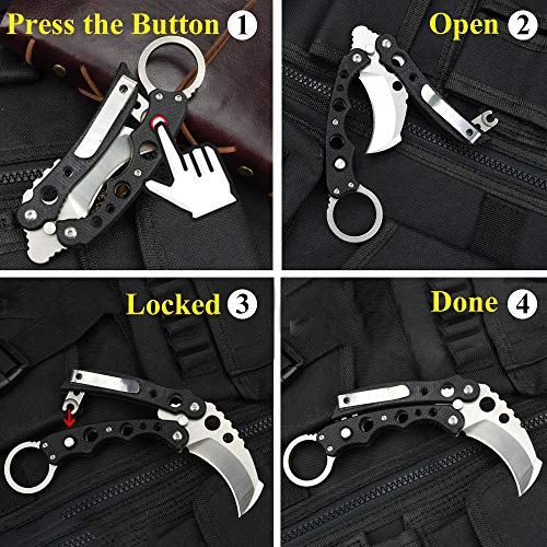 NedFoss Pocket Knife, EDC Folding Pocket Knife with Clip, G10 Handle, Button Lock, Compact Cool Knives for Men Every Day Carry, Outdoor Activities