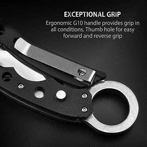 NedFoss Pocket Knife, EDC Folding Pocket Knife with Clip, G10 Handle, Button Lock, Compact Cool Knives for Men Every Day Carry, Outdoor Activities