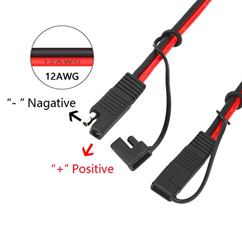 CERRXIAN 70cm 12AWG 2 Pin Male to SAE 2 Pin Quick Disconnect with Cap Power Industrial Circular Outdoor Waterproof IP67 Connector fit for Furrion,Solar Panel Suitcase,Forrest River RV Ports