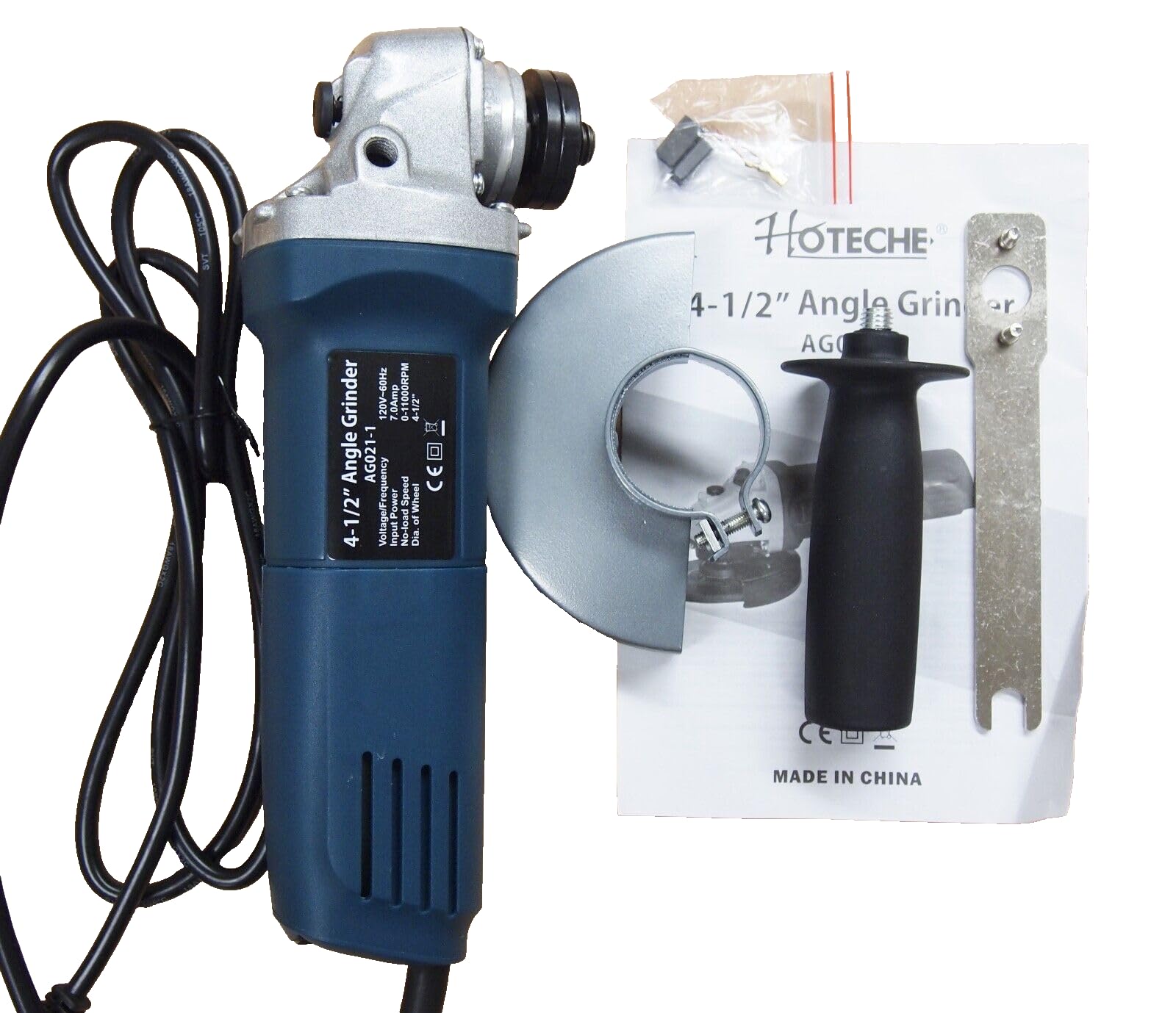 Hoteche 4-1/2" Electric Variable Speed Angle Grinder