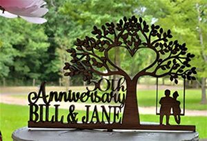 anniversary cake topper- personalized rustic 50th cake topper, golden anniversary, 40th, 60th, 10th, 15th, 25th, gold anniversary topper