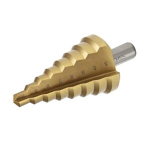 uxcell Step Drill Bit HSS 10mm to 45mm 8 Sizes Titanium Coated Straight Flutes Trilateral Shank for Metal Wood Plastic