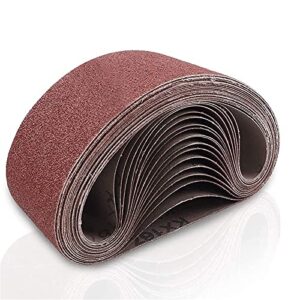 coceca 3x18 inch sanding belts, 21 packs belt sander paper aluminum oxide sandpaper (assorted 3 each of 40 60 80 120 180 240 320 grit) for sander woodworking