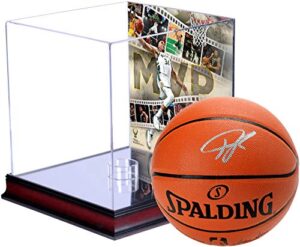 giannis antetokounmpo milwaukee bucks autographed spalding indoor/outdoor basketball with 2019 nba mvp mahogany sublimated display case - autographed basketballs